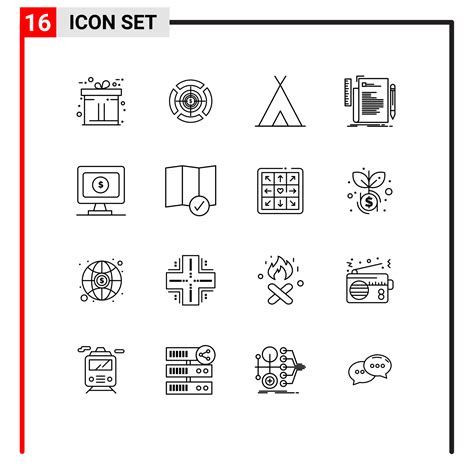 Set Of 16 Vector Outlines On Grid For Dollar Script Nature Programming