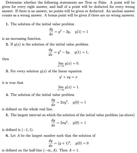 Solved Determine Whether The Following Statements Are True Chegg