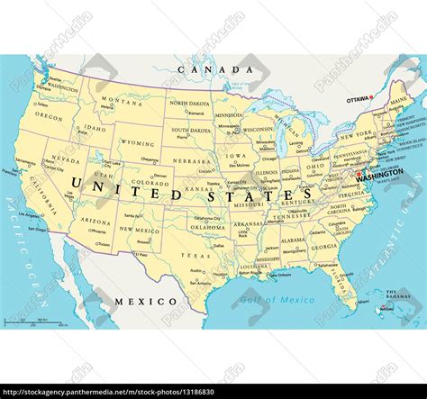 United States Of America Political Map Stockfoto 13186830