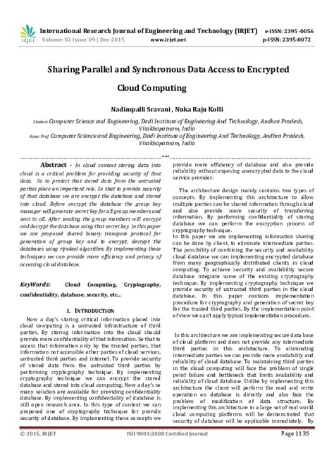 Sharing Parallel And Synchronous Data Access To Encrypted Cloud Computing