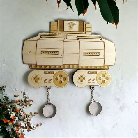 Premium Magnetic Wooden Wall Mount Keychains Snes Home Decor Geek T