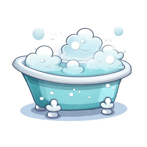 Ilustración De Dibujo Animado De Una Bañera Azul Con Burbujas De Jabón