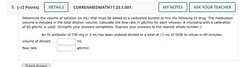 Solved Determine The Volume Of Solution In ML That Must Chegg Com