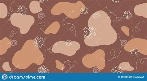 Abstract Earth Tone Seamless Pattern With Organic Shapes Dots Vector