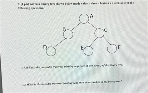 Solved 1 What Is A Binary Tree 2pts 2 Is The Tree Below