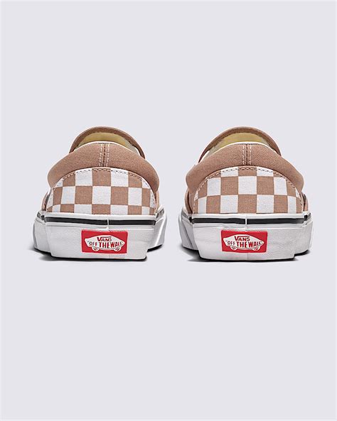 Classic Slip On Checkerboard Shoe En Warm Taupe Brown White Vans Ca