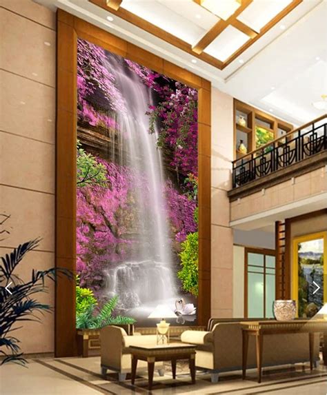 3d Room Wallpaper Custom Mural Non Woven 3d Waterfall Swan Purple