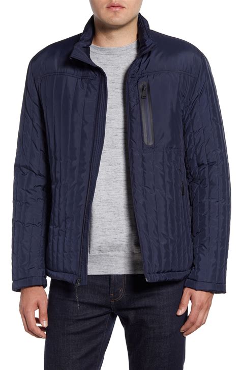 Cole Haan Fleece Lined Quilted Jacket In Navy Blue For Men Save 14