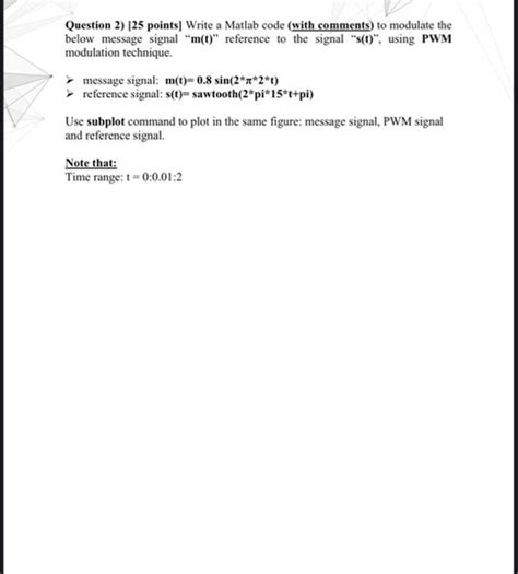 solved question 2 25 points write a matlab code with