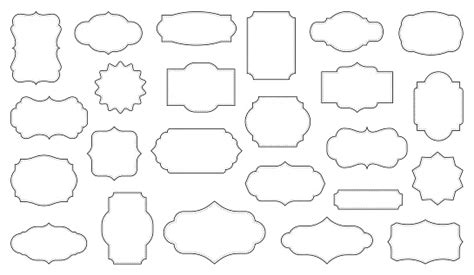 장식 라벨 프레임입니다 오래된 화려한 라벨 장식 빈티지 프레임과 복고풍 배지 로얄 웨딩 휘장 판매 스티커 또는 초대 장 격리 벡터 기호 세트 0명에 대한 스톡 벡터 아트 및