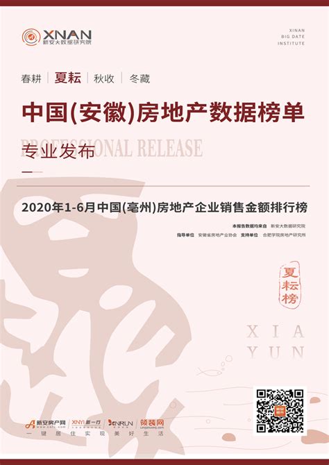 2020年1 6月中国（亳州）房地产企业销售金额排行榜 新安大数据研究院 新安房产网