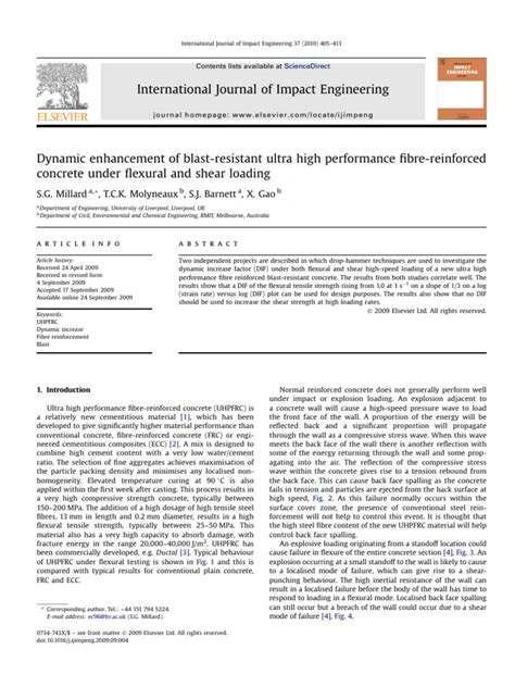 7 Dynamic Enhancement Of Blast Resistant Ultra High Performance Fibre Reinforced Pdf