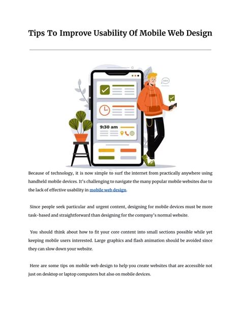Ppt Tips To Improve Usability Of Mobile Web Design Powerpoint