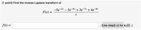 Solved 1 Point Find The Inverse Laplace Transform Of