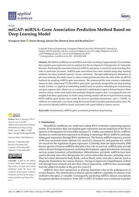 Pdf Migap Mirnagene Association Prediction Method Based On Deep