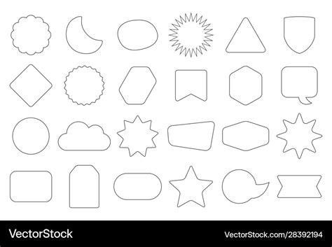 Black Line Empty Random Shapes Frames Icons Set Vector Image