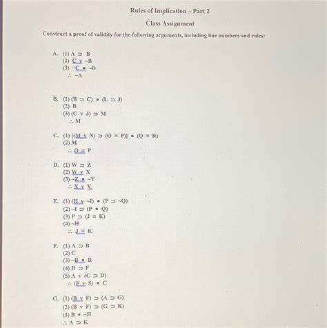 Solved Construct A Proof Of Validity For The Following Arguments Course Hero