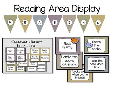 Book Corner Area Display Neutral Tones Teaching Resources