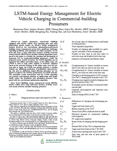 Pdf Lstm Based Energy Management For Electric Vehicle Charging In Commercial Building Prosumers