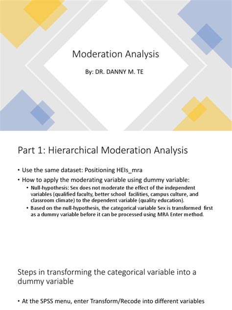 Moderation Analysis Pdf Dependent And Independent Variables Spss