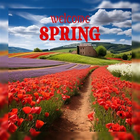 Premium Psd Realistic Spring Floral Frame Welcome Spring