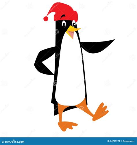 Смешной пингвин в Beanie с Pompom Иллюстрация вектора иллюстрации