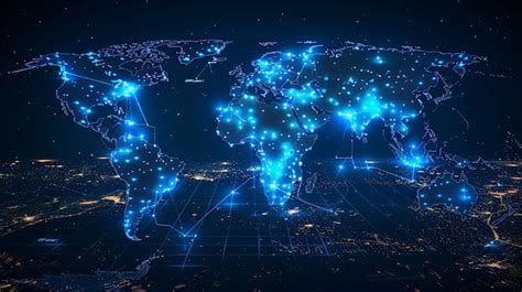 Network Illuminated World Map With Glowing Connections Premium Ai Generated Image