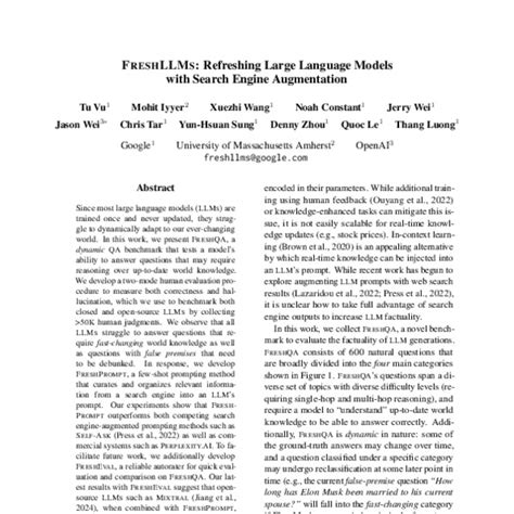 Freshllms Refreshing Large Language Models With Search Engine