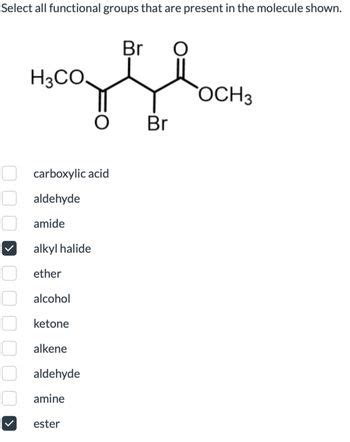 Answered Select All Functional Groups That Are Present In The Molecule