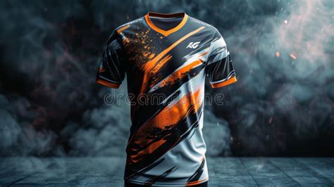 A Modern Abstract Sports Jersey Design With A Black White And Orange