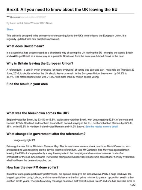 Bbc Couk Brexit All You Need To Know About The Uk Leaving The Eu