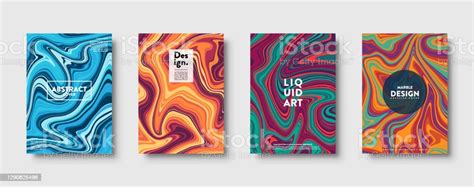 다채로운 추상 기하학적 배경 액체 동적 안감 그라데이션 파도 유체 대리석 질감 현대적인 커버 세트 Eps10 벡터 3차원 형태에 대한 스톡 벡터 아트 및 기타 이미지