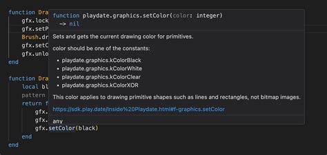 playdate luacats vscode autocomplete types and inline playdate sdk