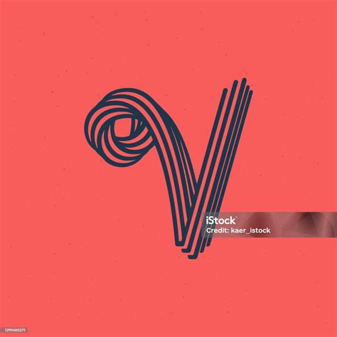 노이즈 텍스처가 있는 5개의 평행선으로 만든 V 문자 로고 불가능한 모양 스타일 0명에 대한 스톡 벡터 아트 및 기타 이미지