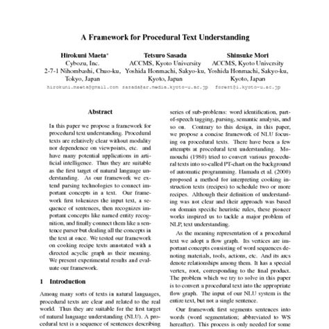 a framework for procedural text understanding acl anthology