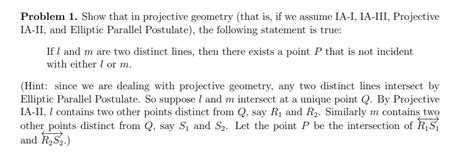 Solved Problem Show That In Projective Geometry That Is Chegg
