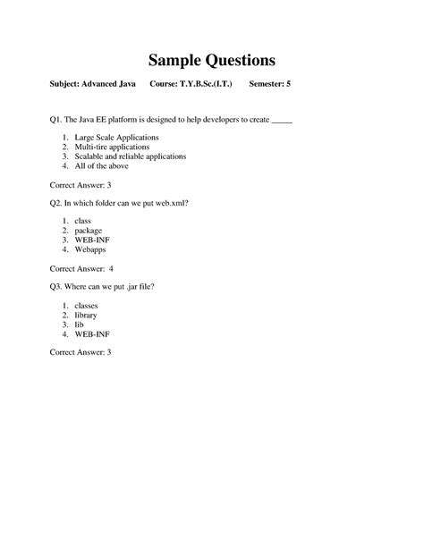 Advanced Java Enterprise Java Notes Sample Questions Subject Advanced Java Course T Y B I