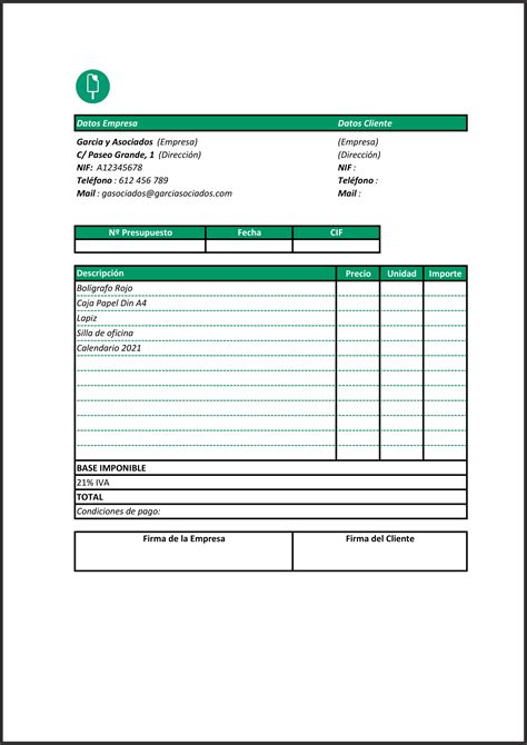 Plantilla De Presupuesto Para Descargar Gratis Varios Formatos