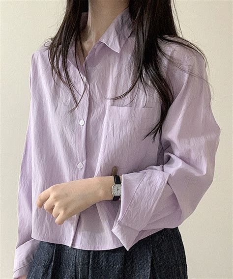 투게더위드미 25클리어런스 쿠폰 시원한 촉감🏖 여름 내내 햇빛차단 쿨소재 카라 폴리 긴팔 크롭 와이셔츠 남방 흰셔츠
