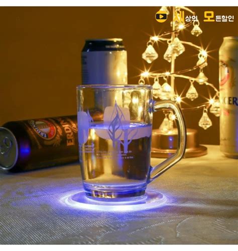 Led 원형 컵받침 홈파티 파티 컵받침감성 컵받침컵조명 티몬