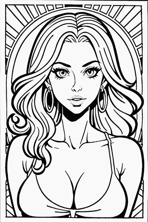 37 Page Pin Up Celestia Modern Clip Art Waifu Grayscale Coloring Book T For Adults