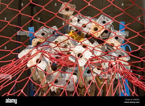 Scaffolding Uprights Behind Safety Net Stock Photo Alamy