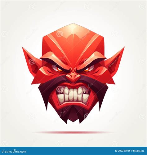 Low Poly Monster Face Grotesque Cartoon Character Vector Design Stock