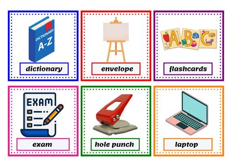 School Things Vocabulary Flashcards