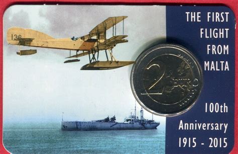 Euro Gedenkmünze Jahrestag Erster Malta Flug BU with coincard MA Shops