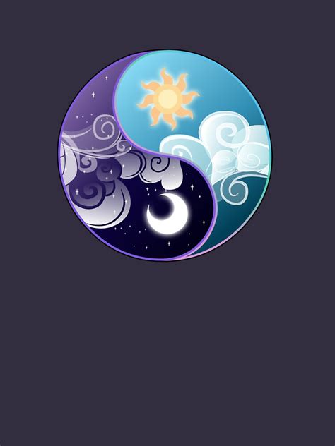Celestia Luna Sky And Clouds Yin Yang Subtle Brony Essential T