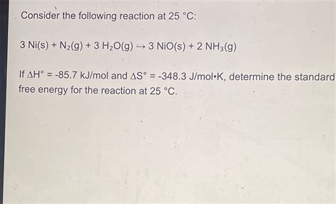 Consider The Following Reaction At 25C Chegg