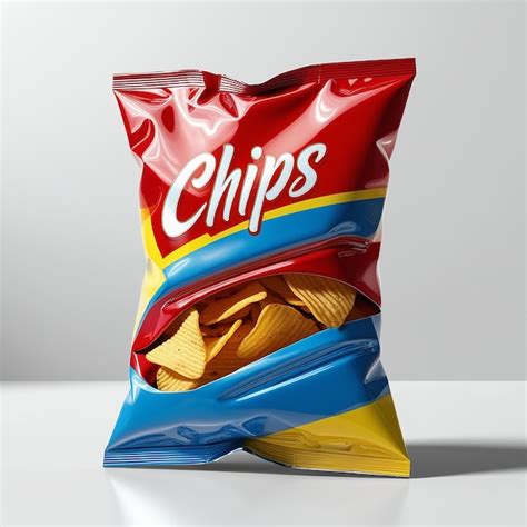 3d Glossy Plastic Chips Packet Mockup With Realistic Textures And Vibrant Colors Premium Ai