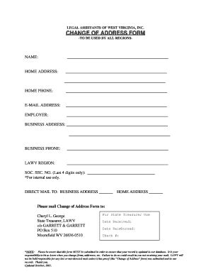 Fillable Online CHANGE OF ADDRESS FORM Reocities Fax Email Print