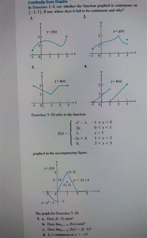 solved continuity from graphs in exercises 14 say whether